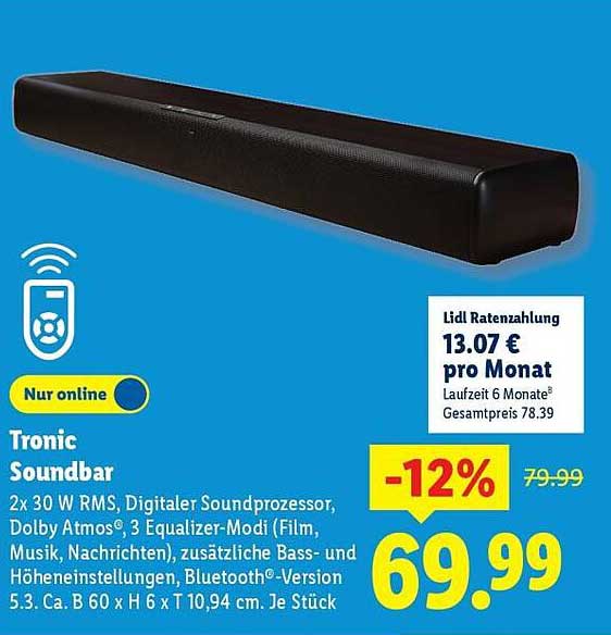 Tronic Soundbar Angebot bei Lidl - ProspektGuru.de