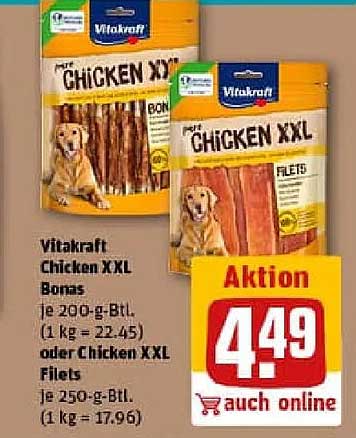 Vitakraft Chicken Xxl Bons Oder Chicken Xxl Filets Angebot bei REWE ...
