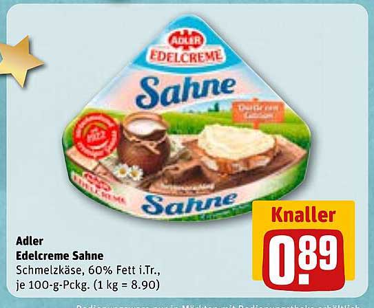Adler Edelcreme Sahne Angebot bei REWE - ProspektGuru.de