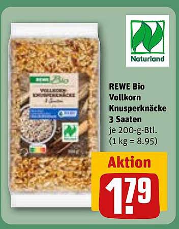 Rewe Bio Vollkorn Knusperküsse 3 Saaten Angebot bei REWE