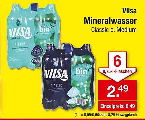 Vilsa Mineralwasser Classic O. Medium Angebot bei Zimmermann