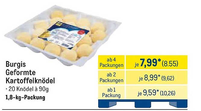Burgis Geformte Kartoffelknödel • 20 Knödel À 90G, 1,8-Kg-Packung ...