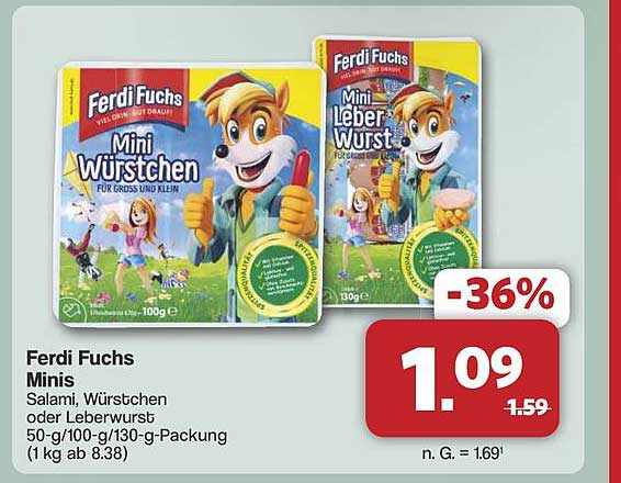 Ferdi Fuchs Minis Salami, Würstchen Oder Leberwurst 50-G/100-G/130-G ...