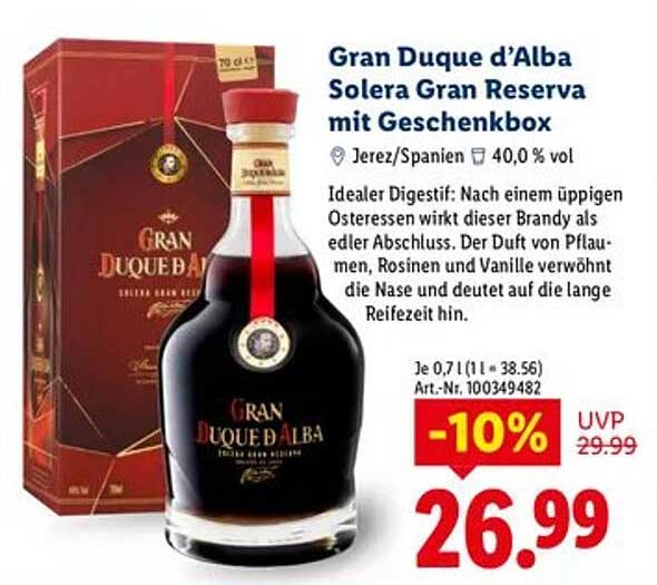 Gran Duque D'alba Solera Gran Reserva Mit Geschenkbox Angebot bei Lidl ...