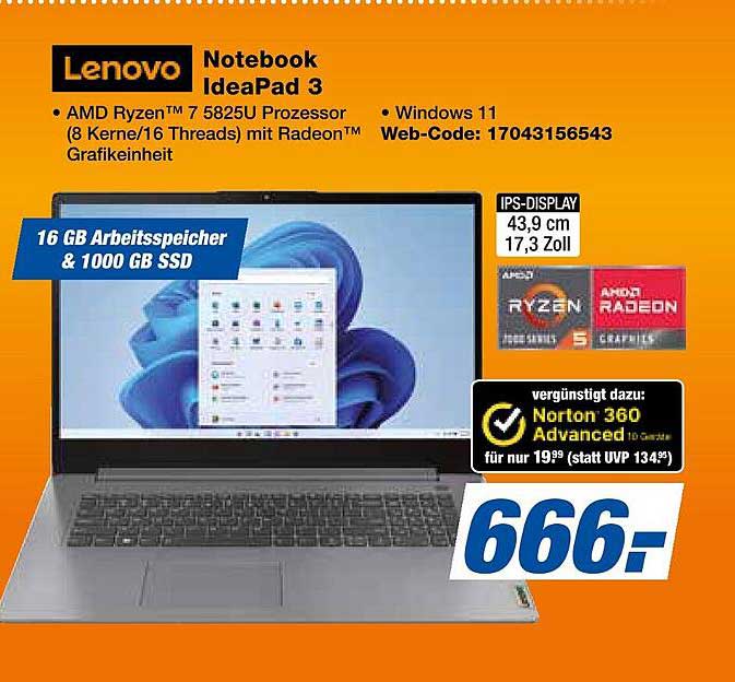 Lenovo Notebook Ideapad 3 Angebot bei Expert - ProspektGuru.de