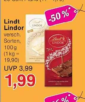 Lindt Lindor Verschied. Sorten, 100G Angebot bei Jawoll - ProspektGuru.de