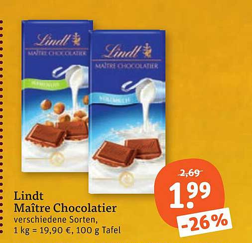Lindt Maître Chocolatier Verschiedene Sorten Angebot bei tegut ...