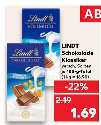 Lindt Schokolade Klassiker Versch. Sorten Je 100-G-Tafel Angebot bei ...