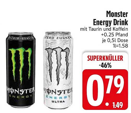 Monster Energy Drink Mit Taurin Und Koffein Angebot bei Edeka ...