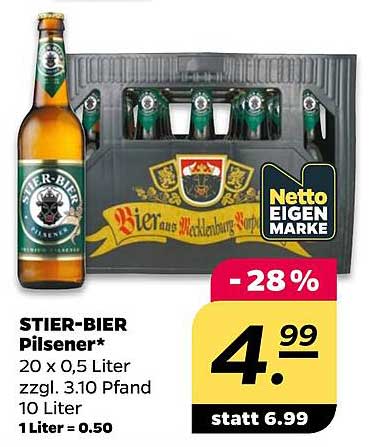 Stier-Bier Pilsener* Angebot bei NETTO - ProspektGuru.de