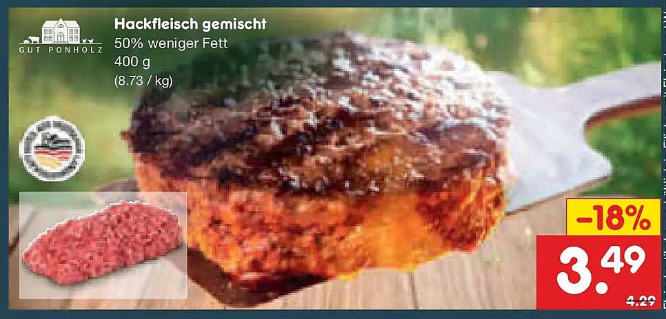 Hackfleisch Gemischt 50% Weniger Fett 400 G (8,73 €/Kg) Angebot bei ...