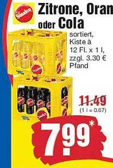 Zitrone, Orange Oder Cola - Sortierte Kiste À 12 Fl. X 1 L Angebot bei ...