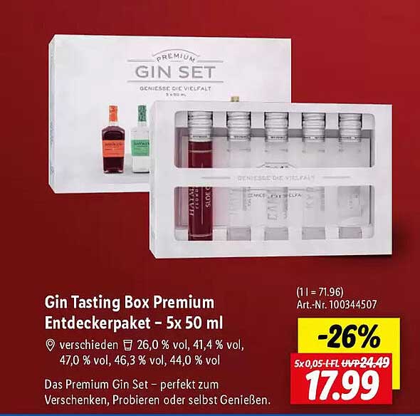Gin Tasting Box Premium Entdeckerpaket Angebot bei Lidl