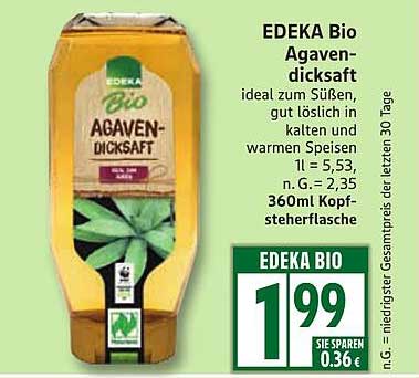 Edeka Bio Agaven-Dicksaft Angebot bei Edeka - ProspektGuru.de