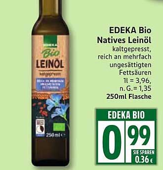 Edeka Bio Natives Leinöl Angebot bei Edeka - ProspektGuru.de