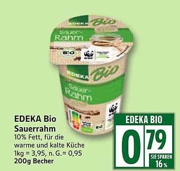 Edeka Bio Sauerrahm 10% Fett, Für Die Warme Und Kalte Küche 1Kg = 3,95 ...