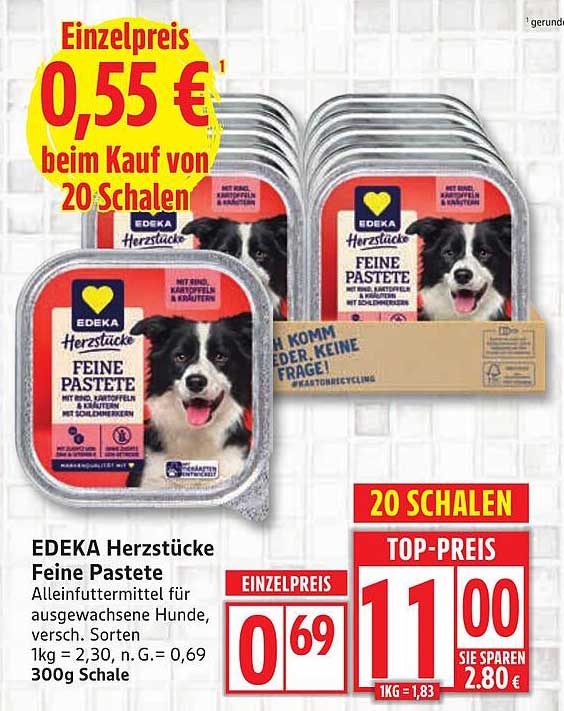 Edeka Herzstücke Feine Pastete Für Hunde Verschiedene Sorten Angebot ...