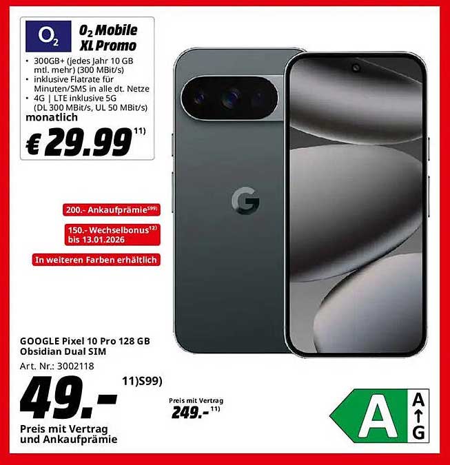 Google Pixel 10 Pro 128 Gb Obsidian Dual Sim Angebot bei Saturn ...