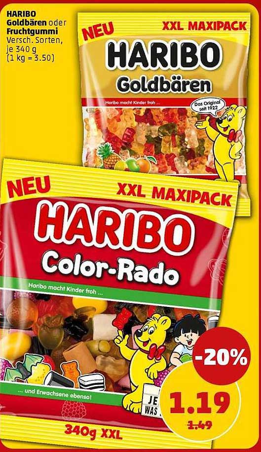 Haribo Goldbären Oder Fruchtgummi, 340 G Angebot bei Penny ...