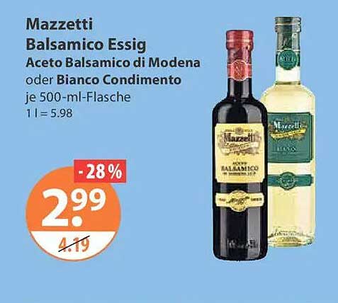Bio Aceto Balsamico Di Modena 2 X 500-Ml-Flasche (1L = 4.00) Angebot ...