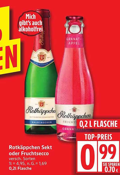 Rotkäppchen Sekt Auch Fruchtsecco Versch. Sorten, 0,2 L Angebot bei ...