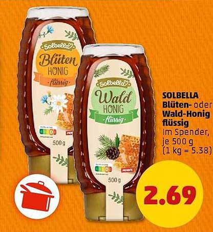 Solbella Blüten- Oder Wald-Honig Flüssig Im Spender, Je 500 G Angebot ...