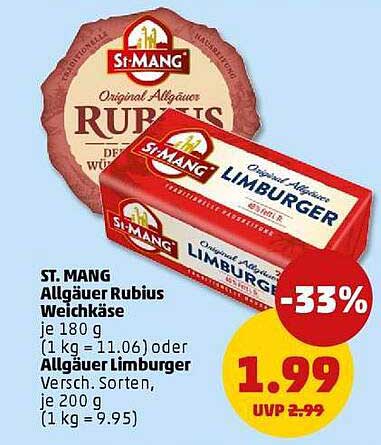 St. Mang Original Allgäuer Limburger 200G Angebot bei Edeka ...