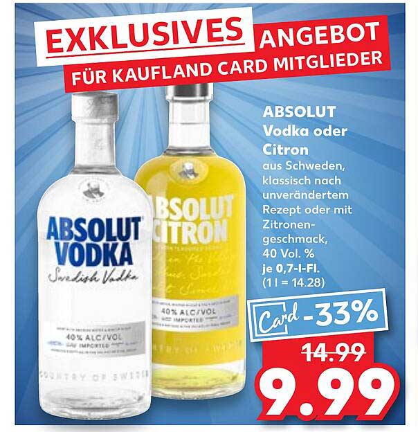 Absolut Vodka Oder Citron Angebot bei Kaufland - ProspektGuru.de