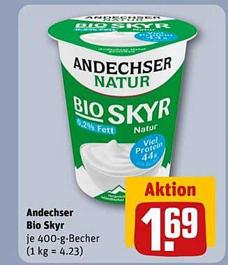 Andechser Bio Skyr Angebot bei REWE Center