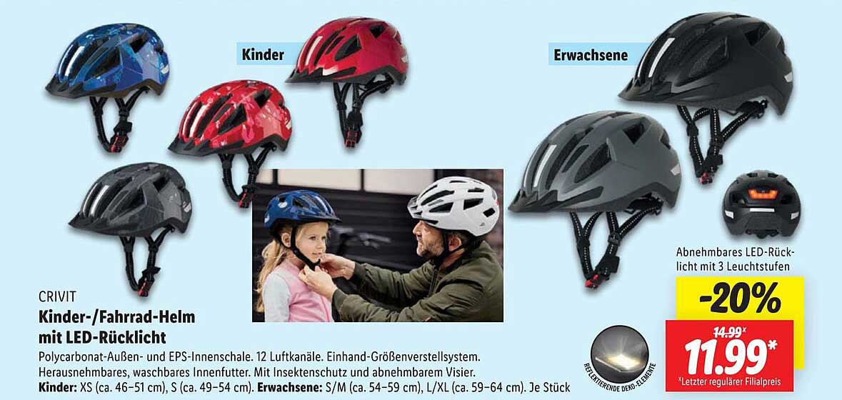 Crivit Kinder-/Fahrrad-Helm Mit Led-Rücklicht Angebot bei Lidl