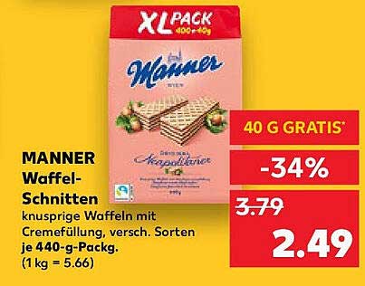 Manner Waffel-Schnitten Angebot bei Kaufland - ProspektGuru.de