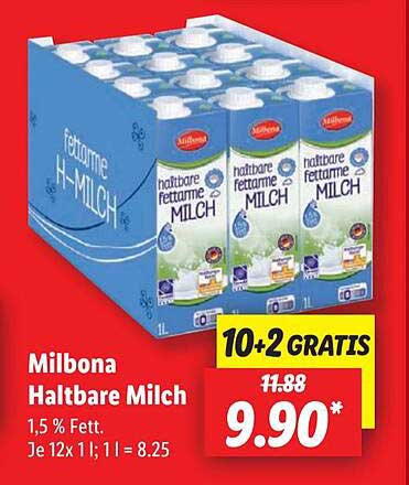 Milbona Haltbare Milch Angebot bei Lidl - ProspektGuru.de