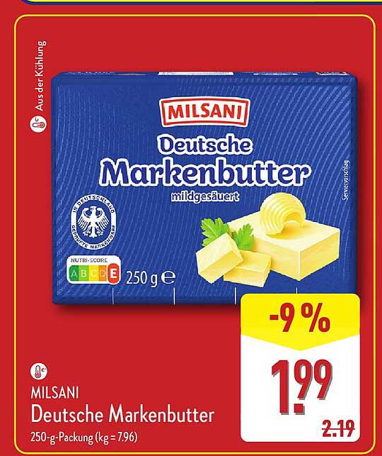 Milsani Deutsche Markenbutter Angebot bei Aldi Nord