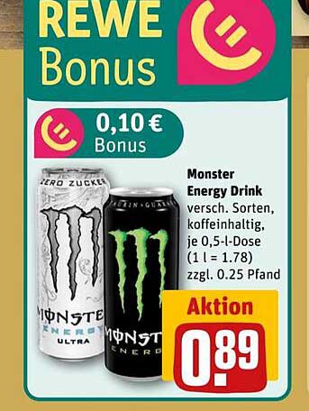 Monster Energy Drink Angebot bei REWE Center