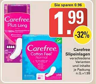 Carefree Slipeinlagen – Verschiedene Varianten Angebot bei WEZ