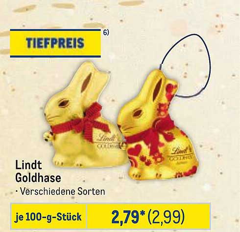 Lindt Goldhase - Verschiedene Sorten Angebot bei METRO - ProspektGuru.de