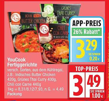 Youcook Fertiggerichte – Indisches Butter Chicken Und Grünes Thai Curry ...