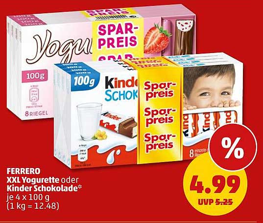 Ferrero Xxl Yogurette Oder Kinder Schokolade* Je 4 X 100 G Angebot bei ...