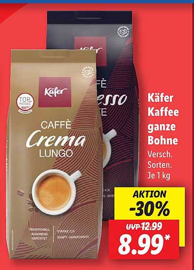 Käfer Kaffee Ganze Bohne Angebot bei Lidl - ProspektGuru.de