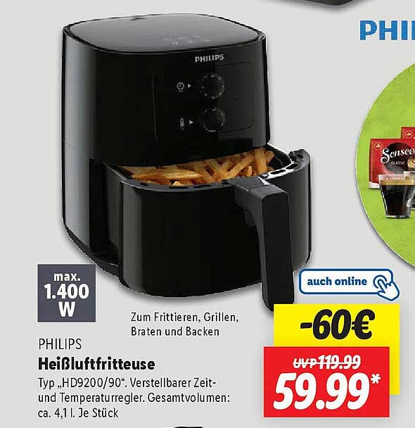 Philips Heißluftfritteuse Angebot bei Lidl