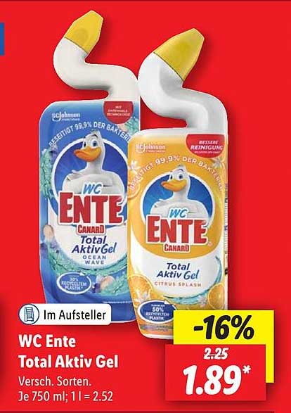 Wc Ente Total Aktiv Gel Angebot bei Lidl