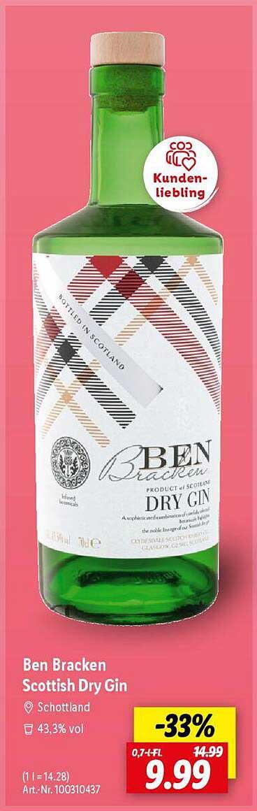 Ben Bracken Scottish Dry Gin Angebot bei Lidl