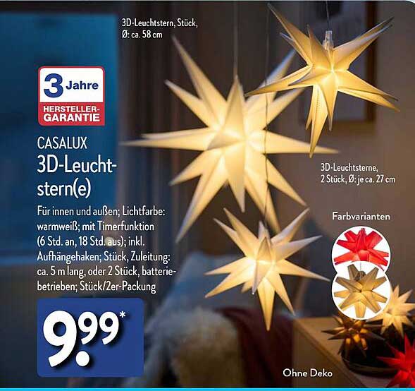 Casalux 3D-Leuchtsterne(E) Angebot bei Aldi Nord - ProspektGuru.de