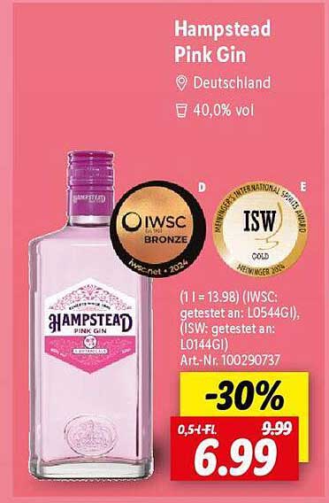 Hampstead Pink Gin Angebot bei Lidl