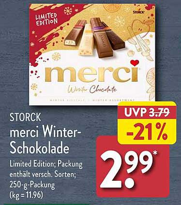 Merci Winter-Schokolade Angebot bei Aldi Nord