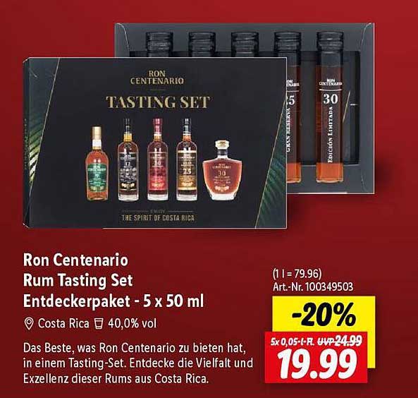 Ron Centenario Rum Tasting Set Entdeckerpaket Angebot bei Lidl ...