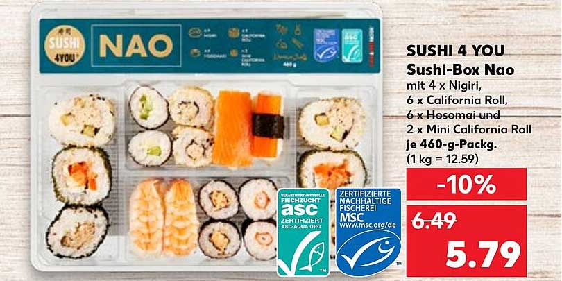 Sushi 4 You Sushi-Box Nao Angebot bei Kaufland - ProspektGuru.de