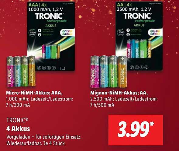 Tronic® 4 Akkus Angebot bei Lidl