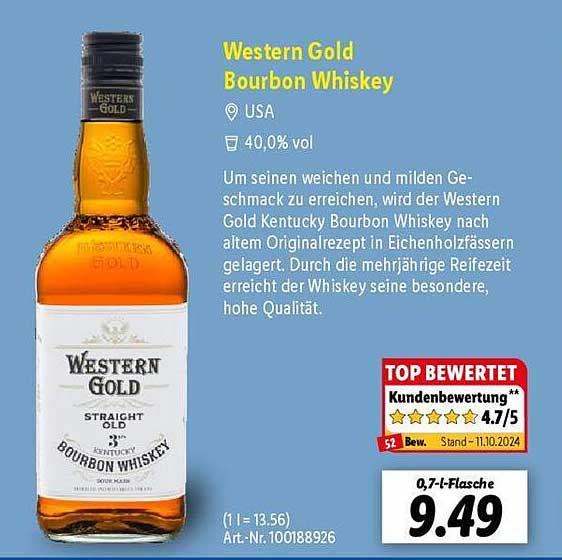 Western Gold Bourbon Whiskey Angebot bei Lidl - ProspektGuru.de