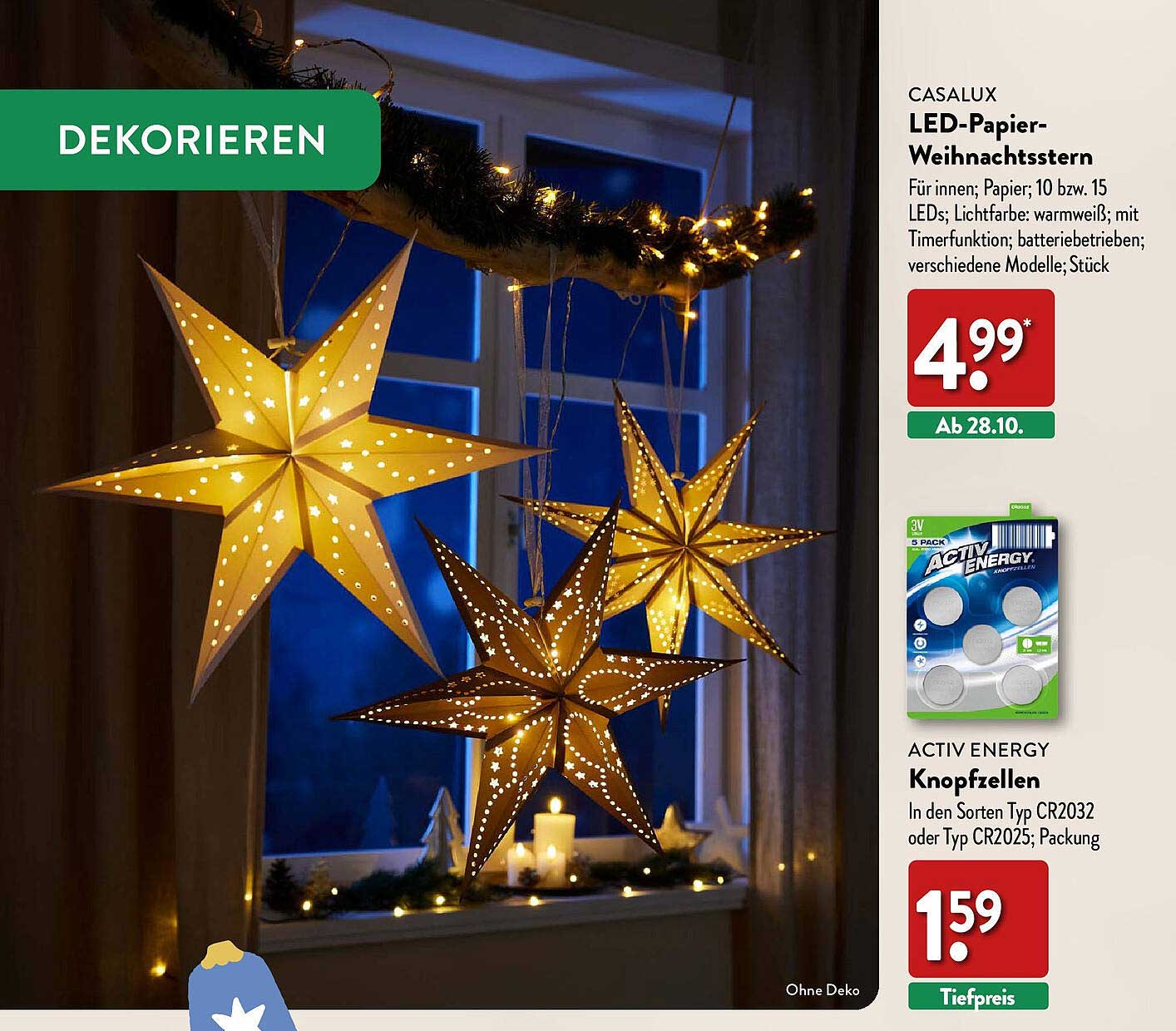 Casalux Led-Papier-Weihnachtsstern Angebot bei Aldi Nord
